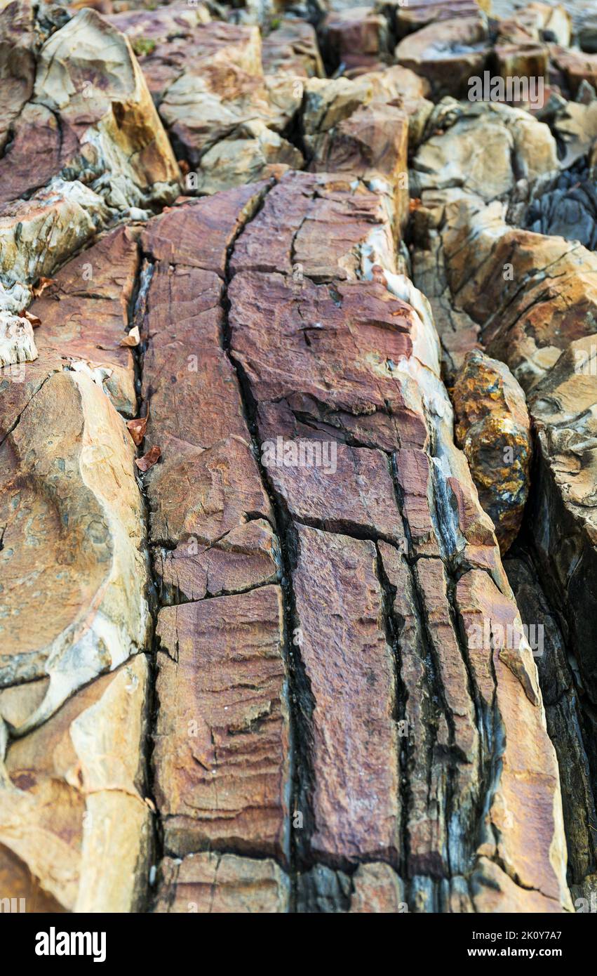Rugged rock ledges on the coast of Maine in the morning light Stock ...