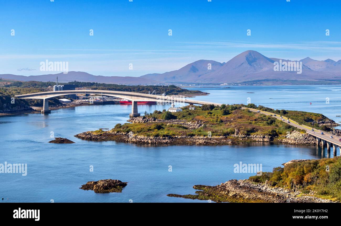 KYLE OF LOCHALSH KINTAIL SCOTLAND LATE SUMMER EILEAN BAN ISLAND WITH ...
