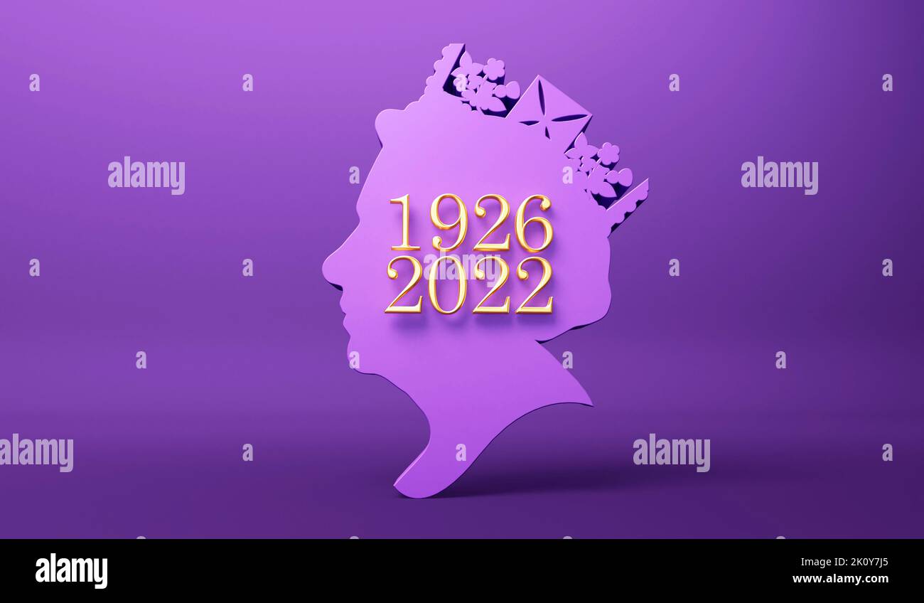 LONDON, UK - September 2022: A memorial poster of Queen Elizabeth II ...