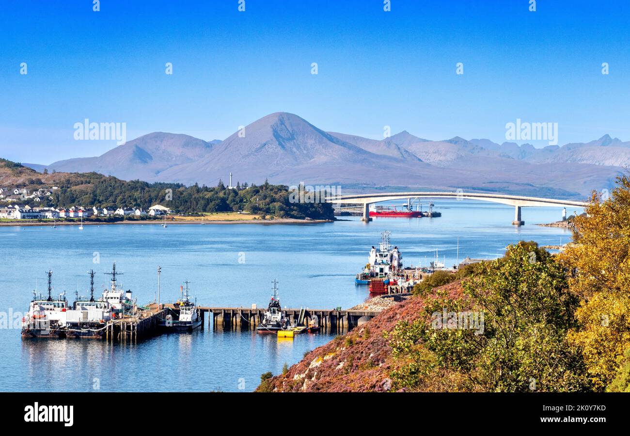 KYLE OF LOCHALSH KINTAIL SCOTLAND MOORED BOATS AND PART OF THE SKYE ...