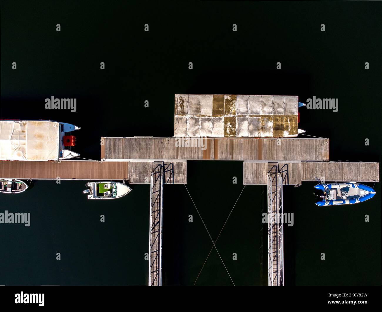 port of belesar in the ribeira sacra top view from drone Stock Photo ...
