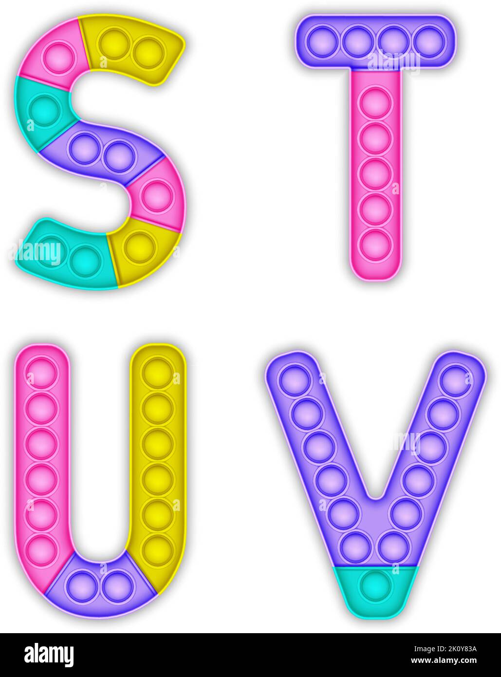 A set of realistic pop it toys in the form of an alphabet Stock Vector ...