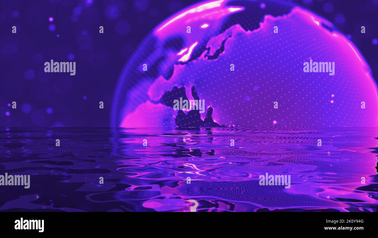 World globe metaverse earth map background. Futuristic technology ...