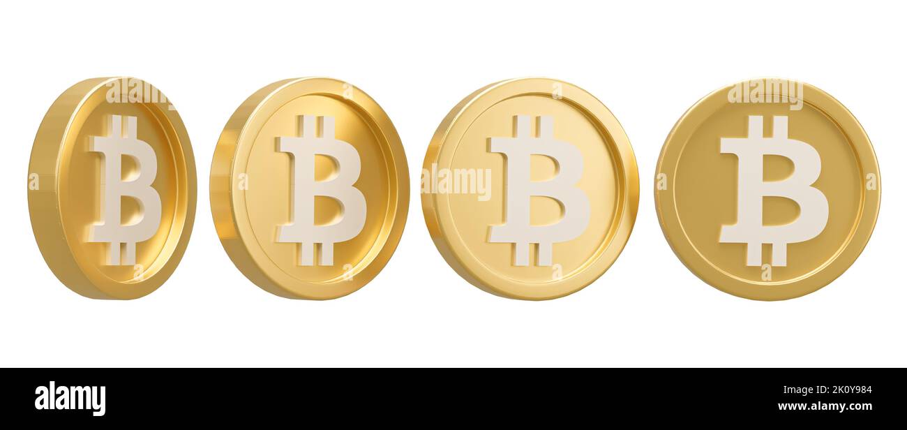 Set of Coin bitcoin in different shape isolated on white background ...