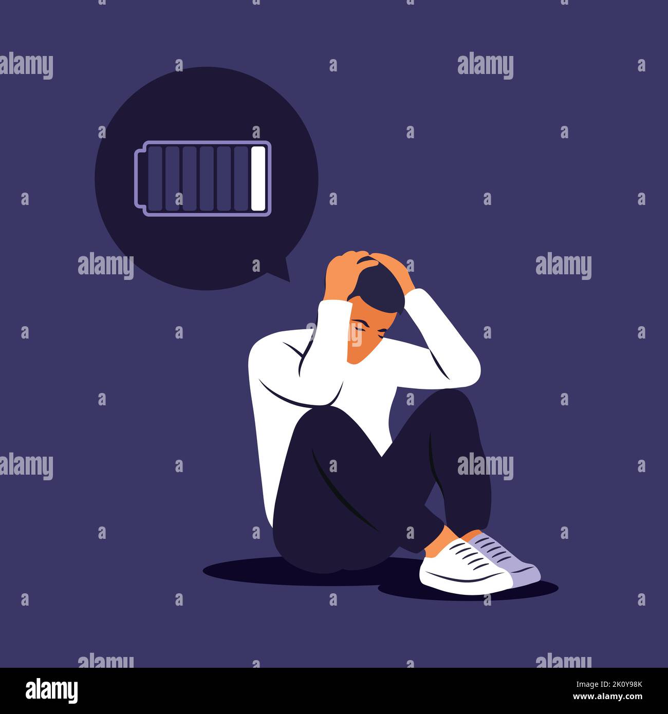 Depressed sad man thinking over problems. Bankruptcy, loss, crisis ...