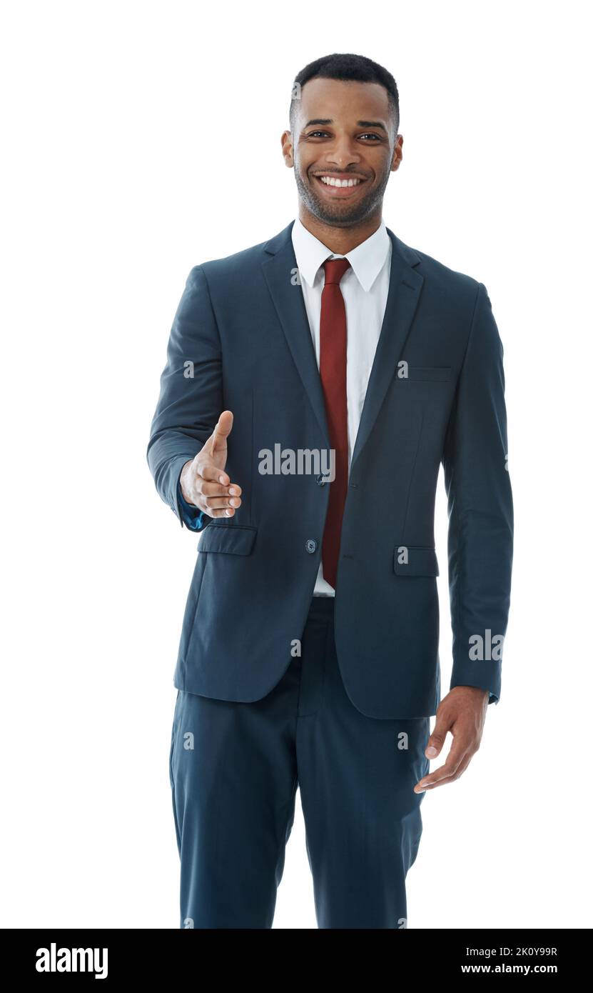 Sealing the deal. Cropped view of a young african american businessman ...