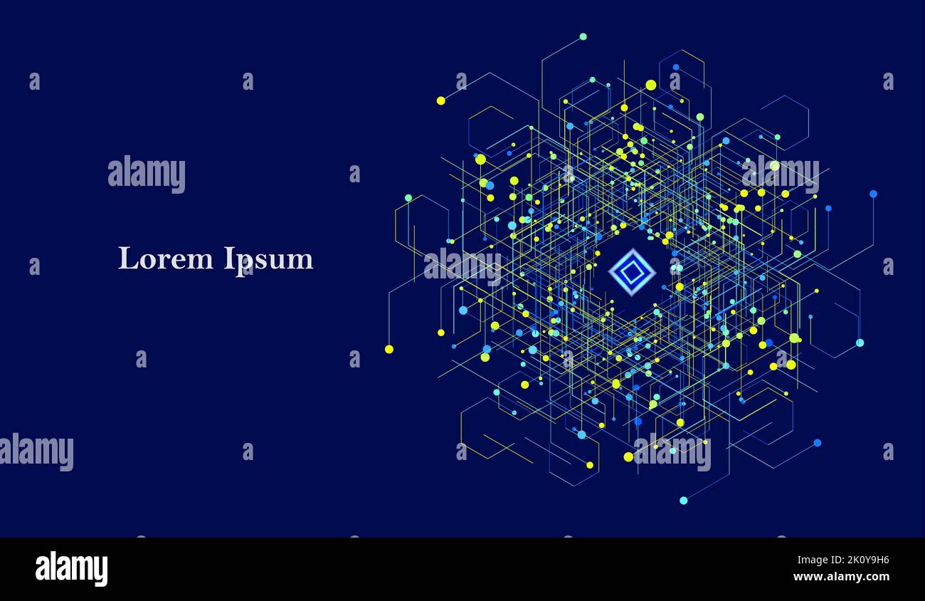 abstract blue yellow hexagon, network image, geometric navy texture ...