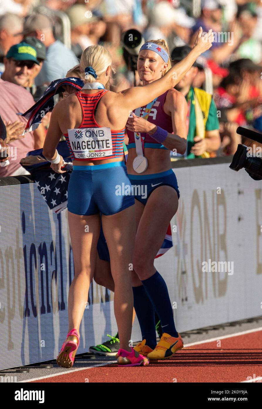 Sandi Morris of the USA competing in the women’s pole vault final at ...