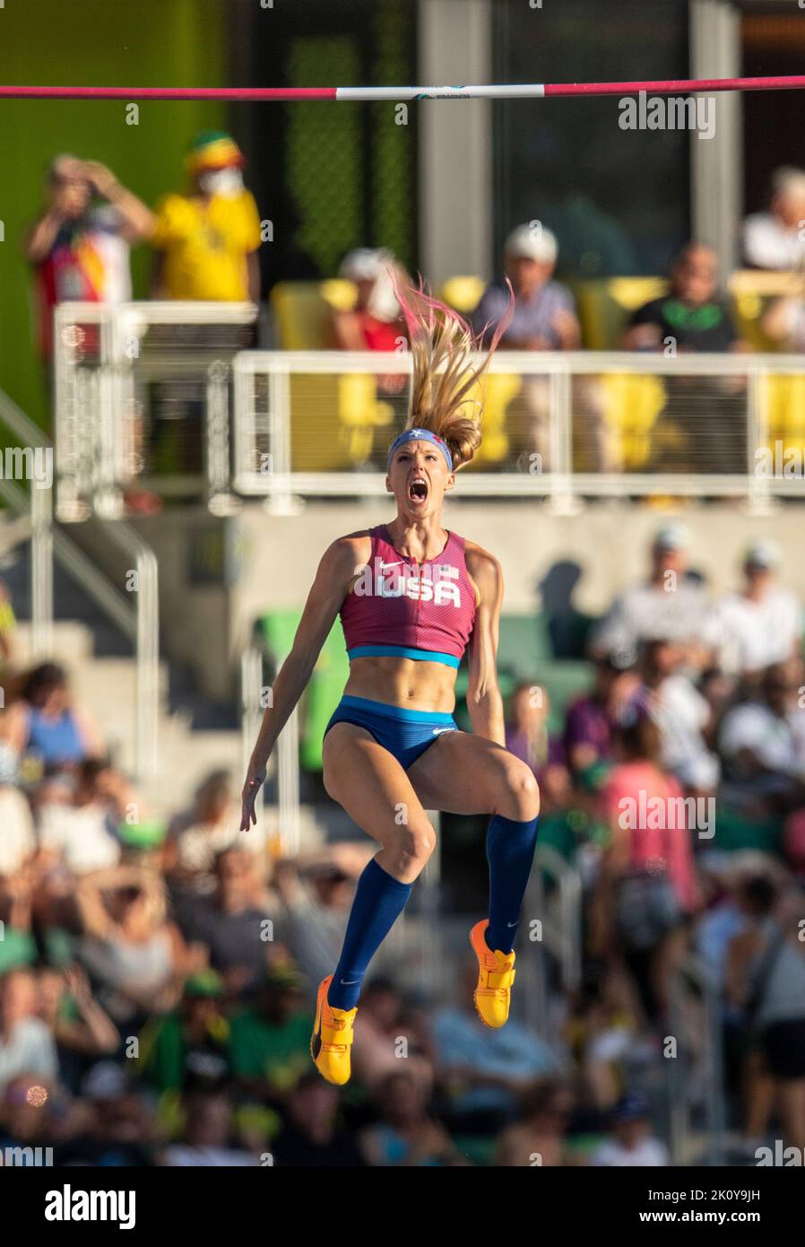 Sandi Morris of the USA competing in the women’s pole vault final at ...
