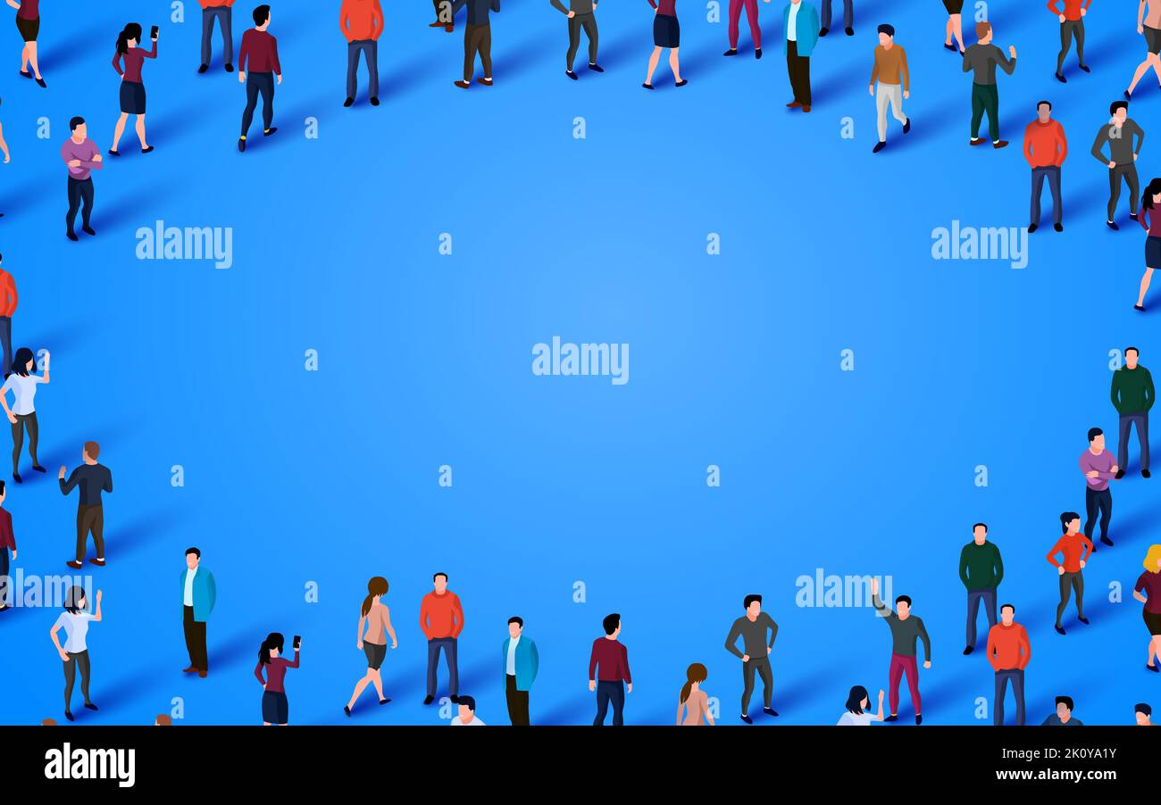 Large group of people in the shape of a circle. People crowd concept ...