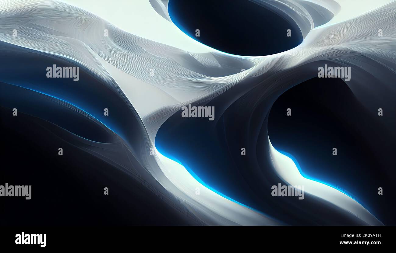 Abstract blue and white waves background. Subtle gradinets, flow liquid ...