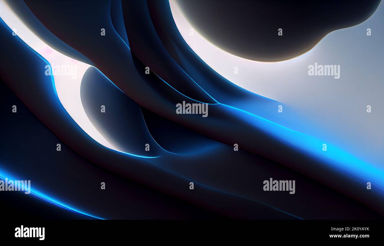 Abstract blue and white waves background. Subtle gradinets, flow liquid ...