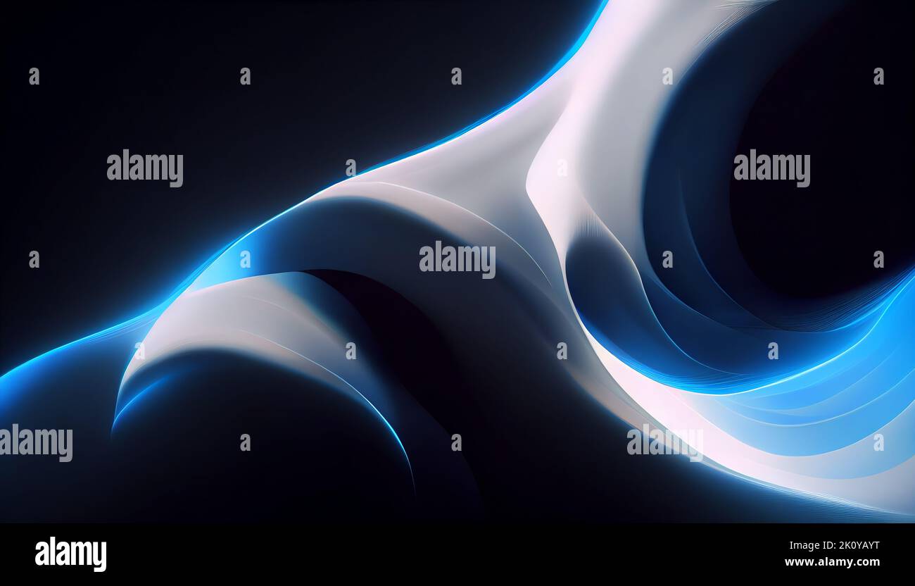 Abstract blue and white waves background. Subtle gradinets, flow liquid ...