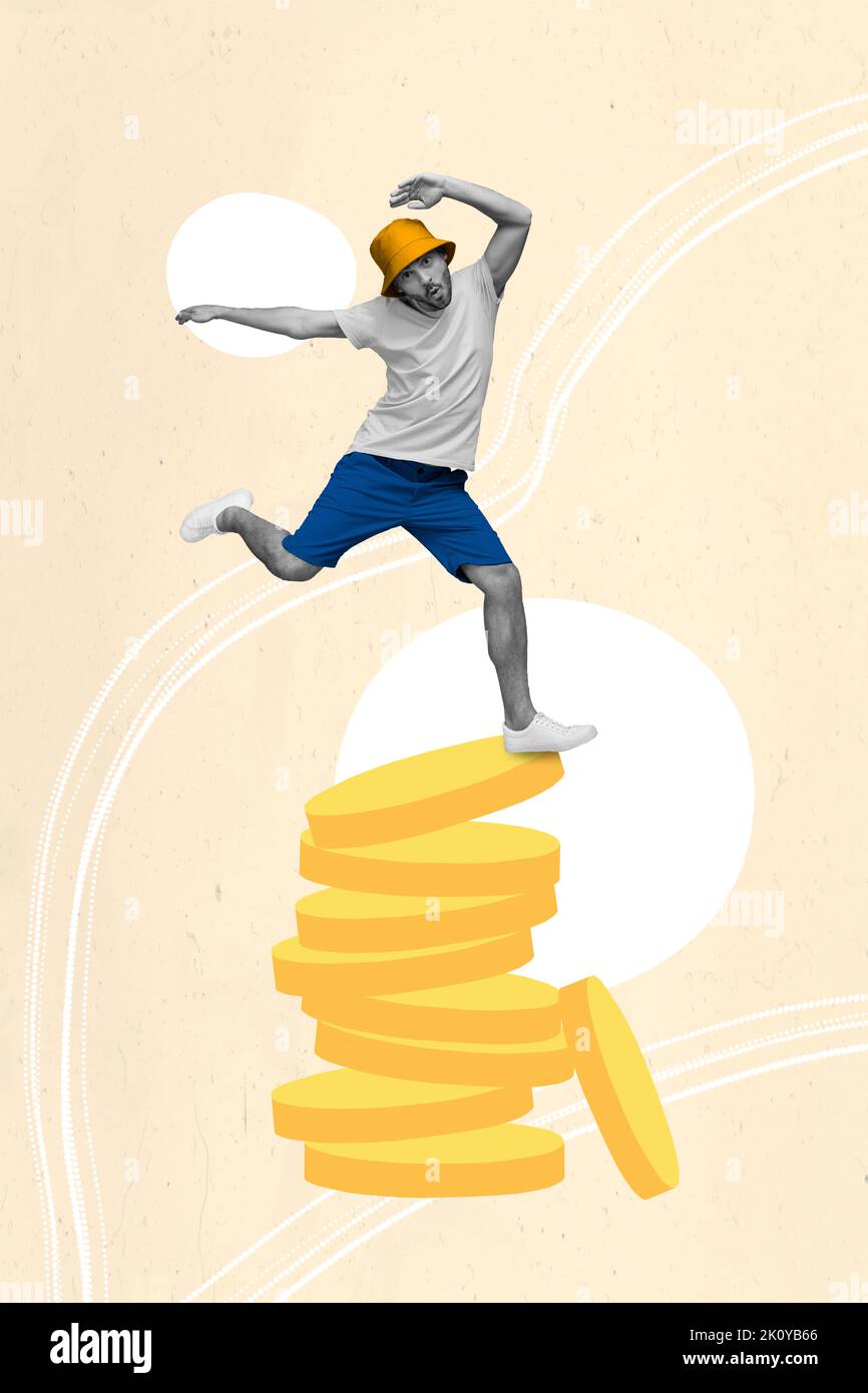 Photo sketch graphics artwork picture of funny funky guy dancing coins ...