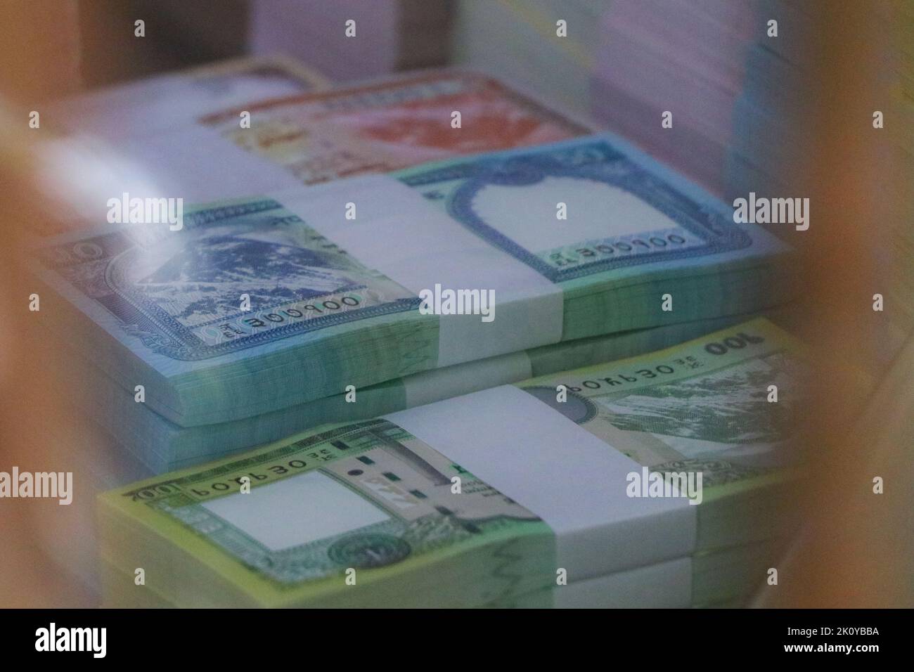 On September.14,2022 in Kathmandu, Nepal.New crispy notes are kept in ...