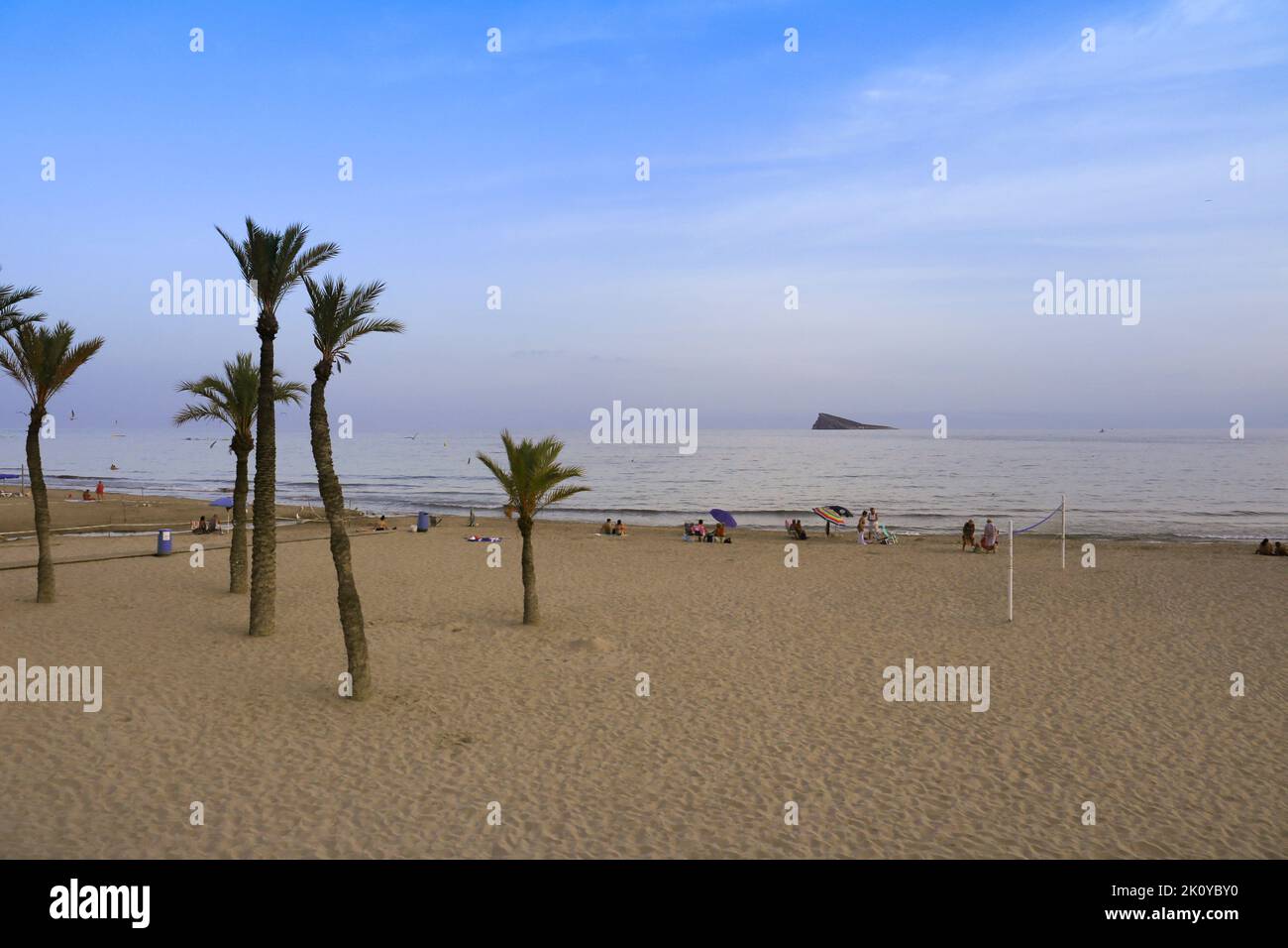 Benidorm, Alicante, Spain- September 11, 2022: Poniente beach with its ...