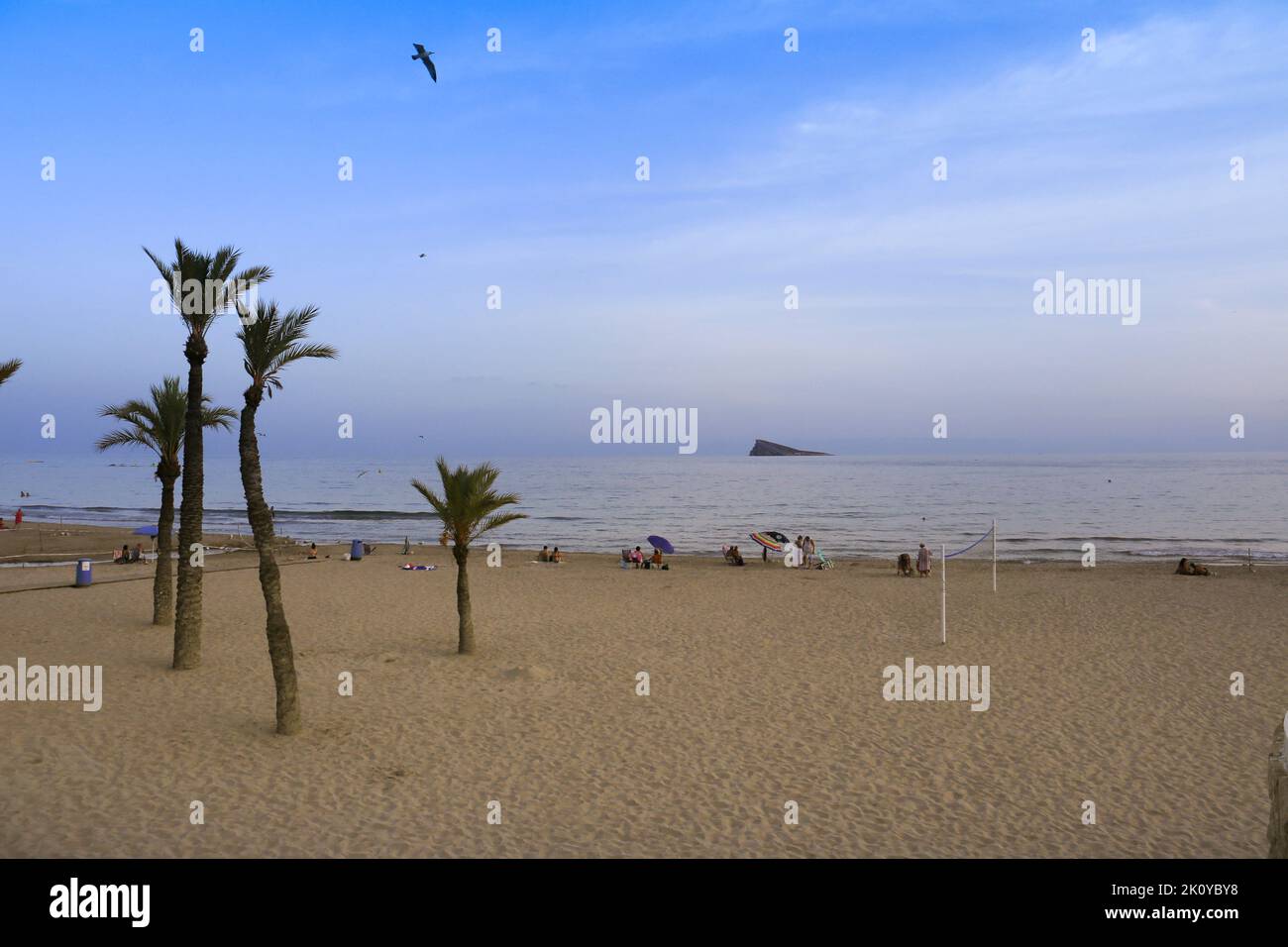 Benidorm, Alicante, Spain- September 11, 2022: Poniente beach with its ...