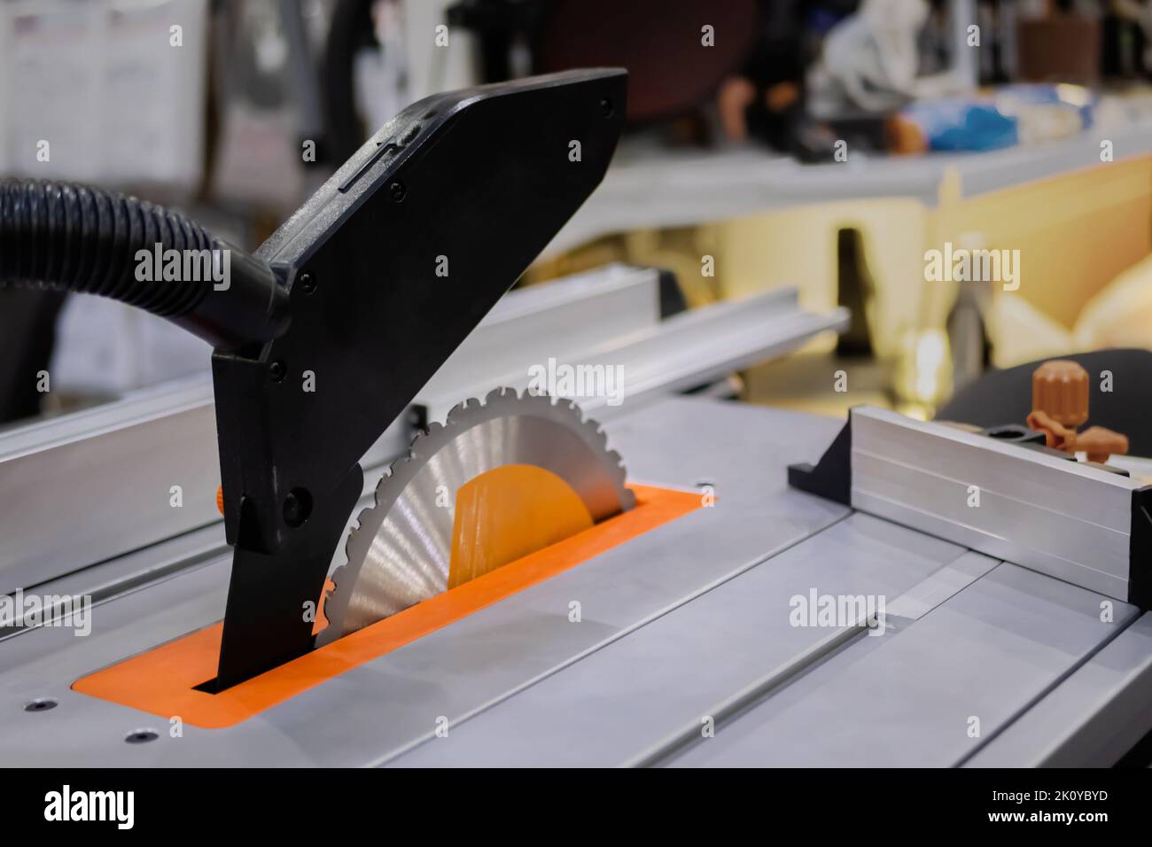 Modern industrial electric circular saw machine, carpenter equipment ...