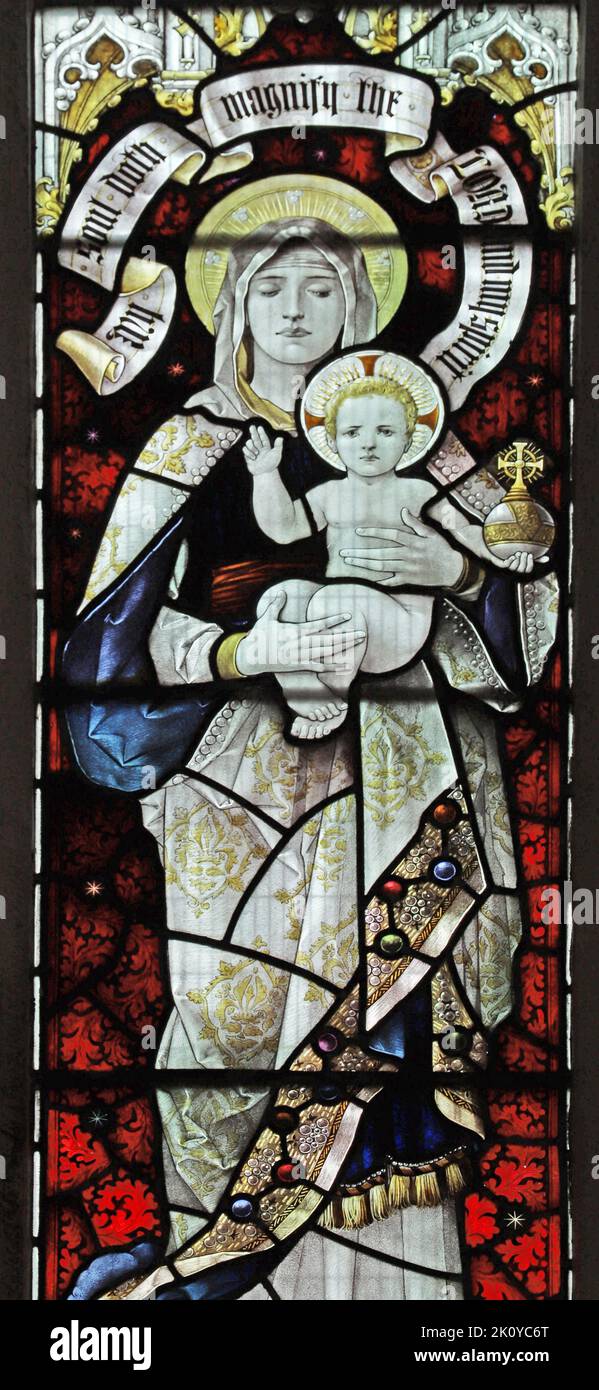 Stained glass window by Percy Bacon & Brothers depicting The Virgin ...