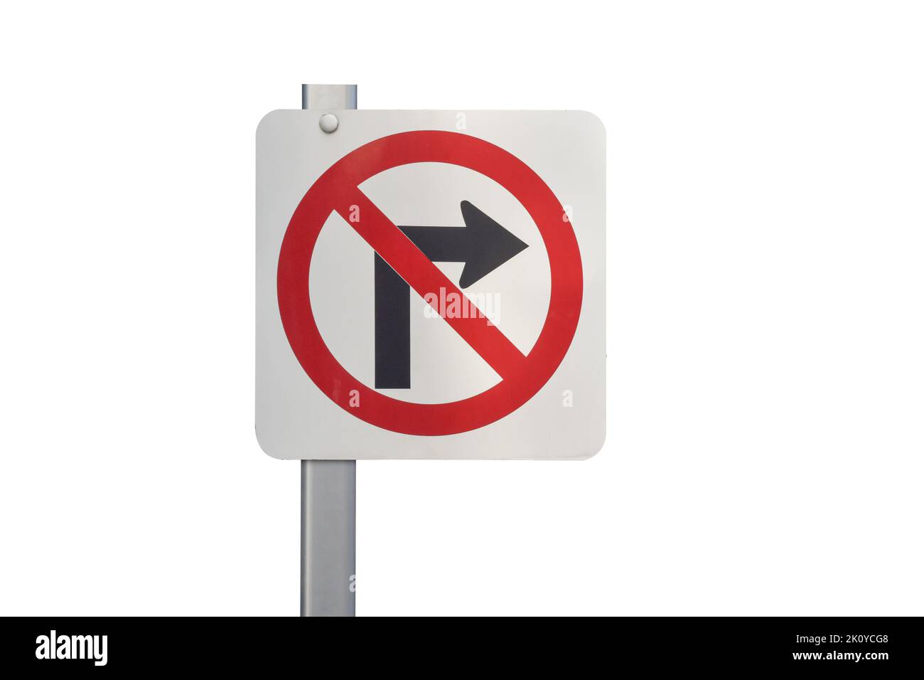 No right turn sign isolated on white background include clipping path ...