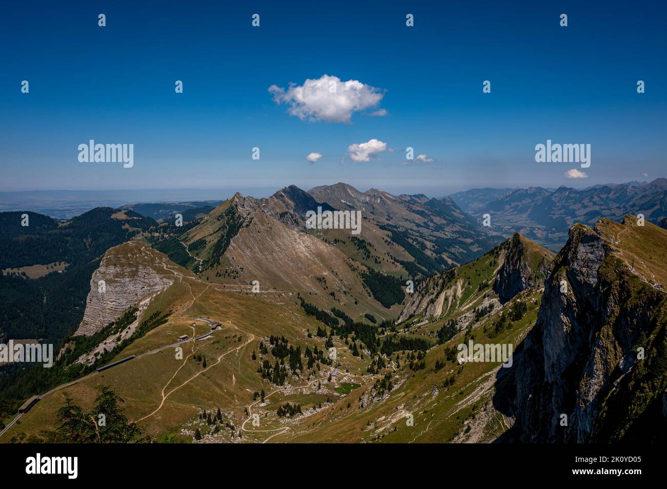 Panorama of the mountains in summer. Mountains, sky and clouds ...