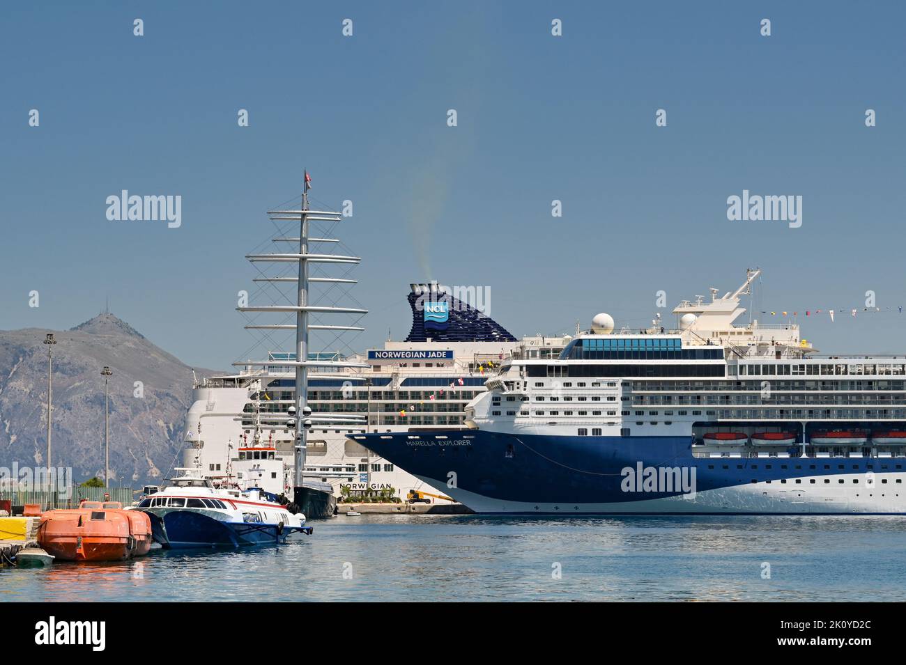 Corfu, Greece - June 2022: Marella and Norwegian Cruise Line cruise ...