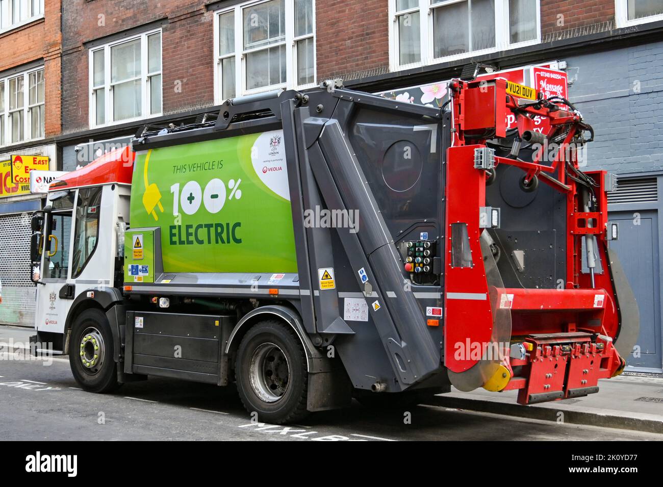 London, United Kingdom - June 2022: Electric rubbish collection lorry ...