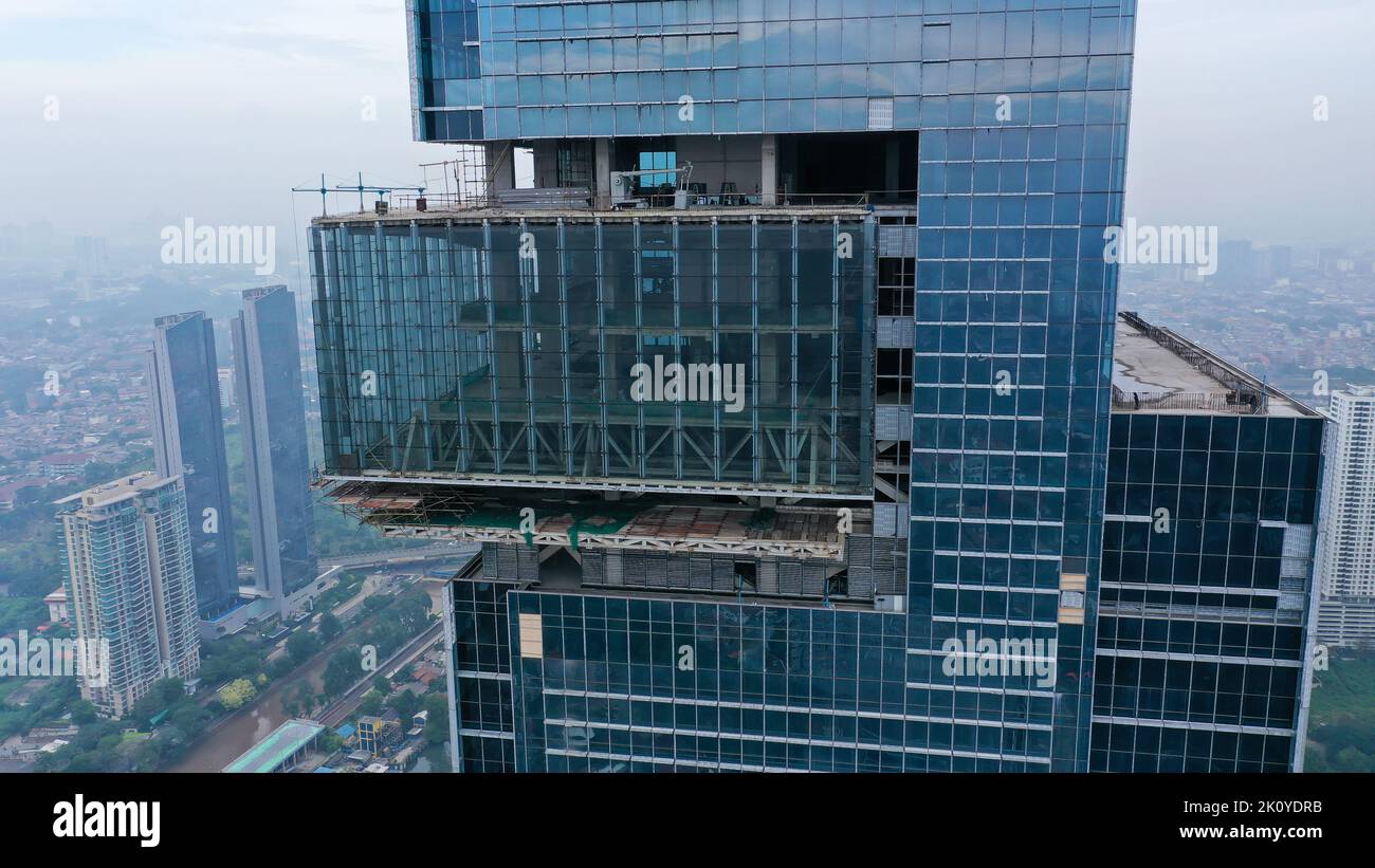 Building a high-rise building, view of a skyscraper under construction ...