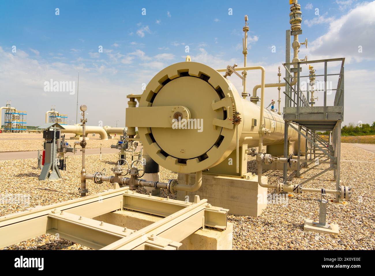 Gas equipment gas pipeline piston launch chamber front view of the ...