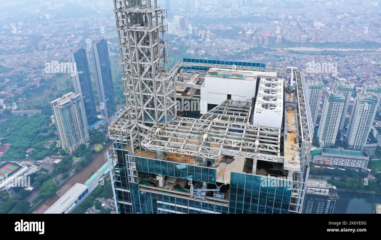 ventilation systems on the roof of high-rise building in the city area ...