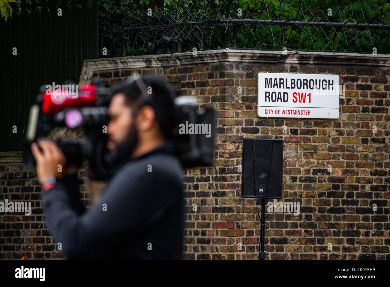 A camera operator on The Mall after the death of Queen Elizabeth II ...