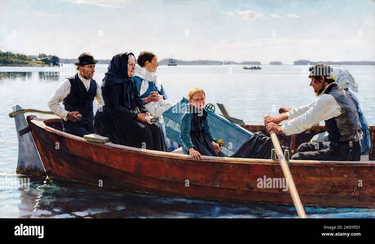 Albert Edelfelt painting, Conveying the Child's Coffin (A Child's ...