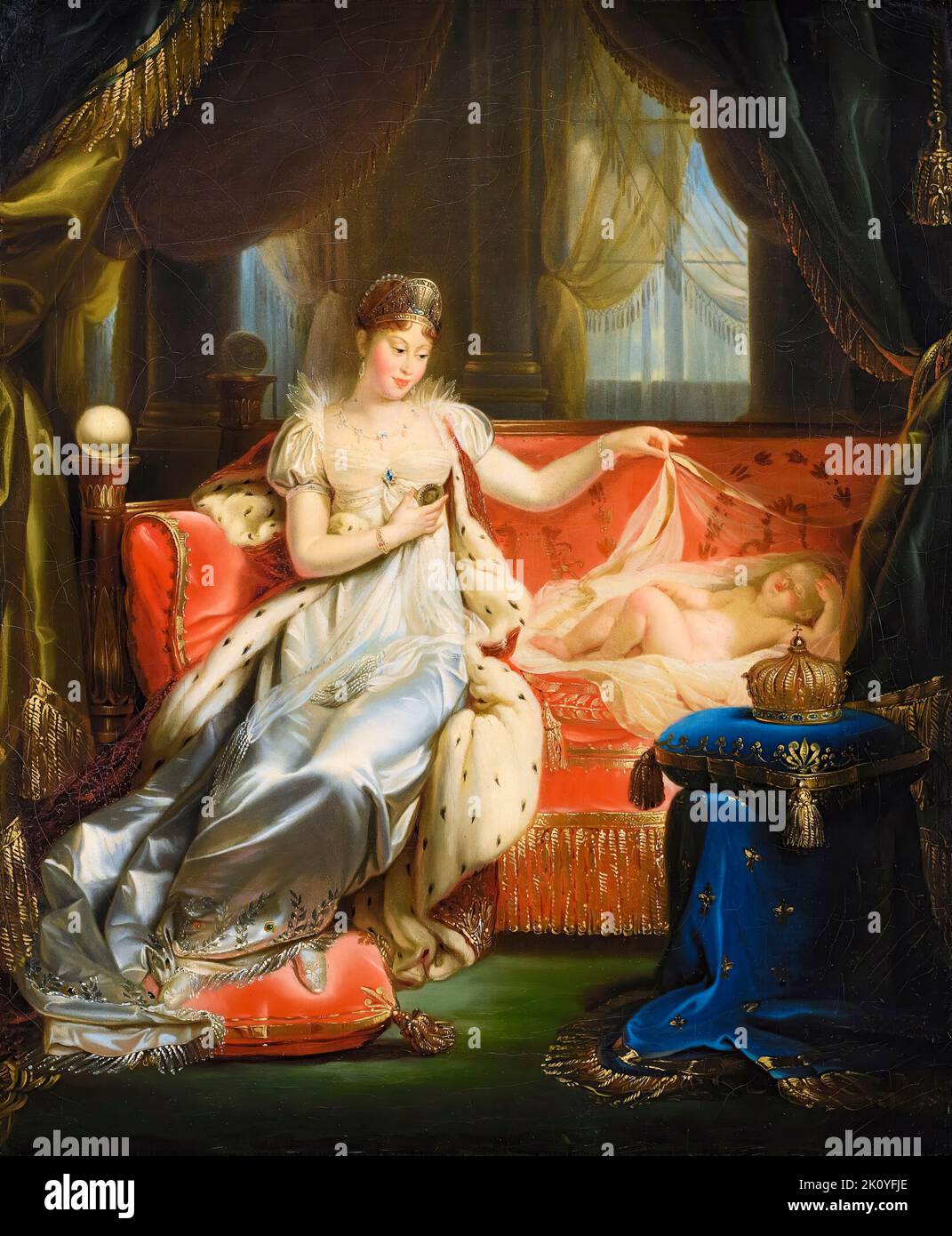 The Empress Marie-Louise of Austria (1791-1847) Watching Over the Sleeping King of Rome ...