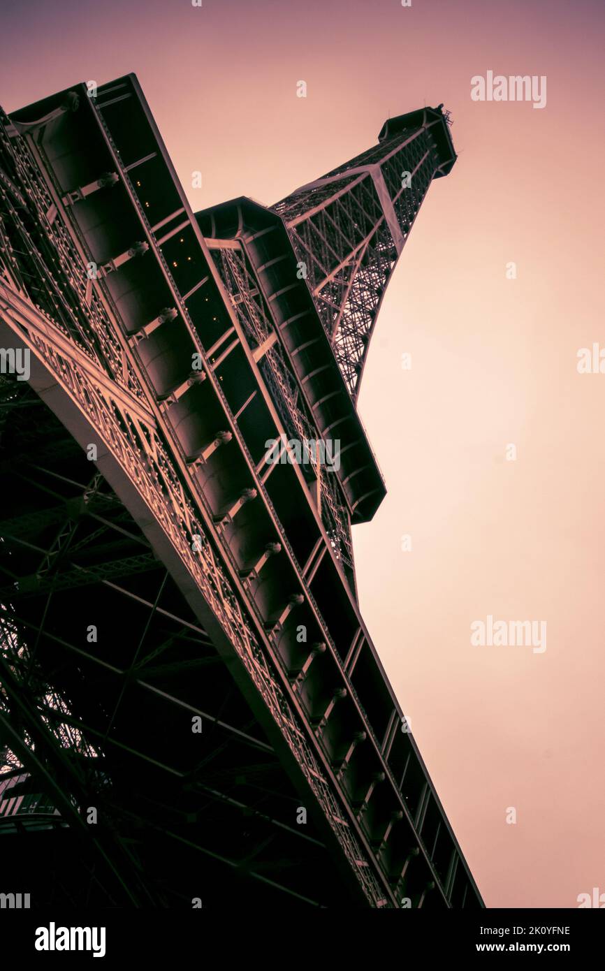 Eiffel Tower in Paris at sunset Stock Photo - Alamy