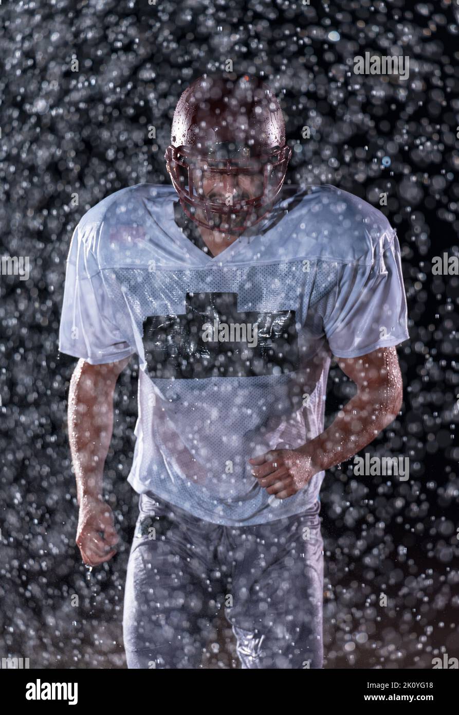 American Football Field: Lonely Athlete Warrior Standing on a Field ...