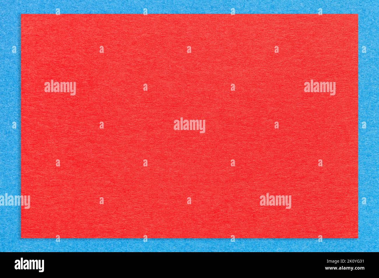 Texture of craft bright red color paper background with blue border ...