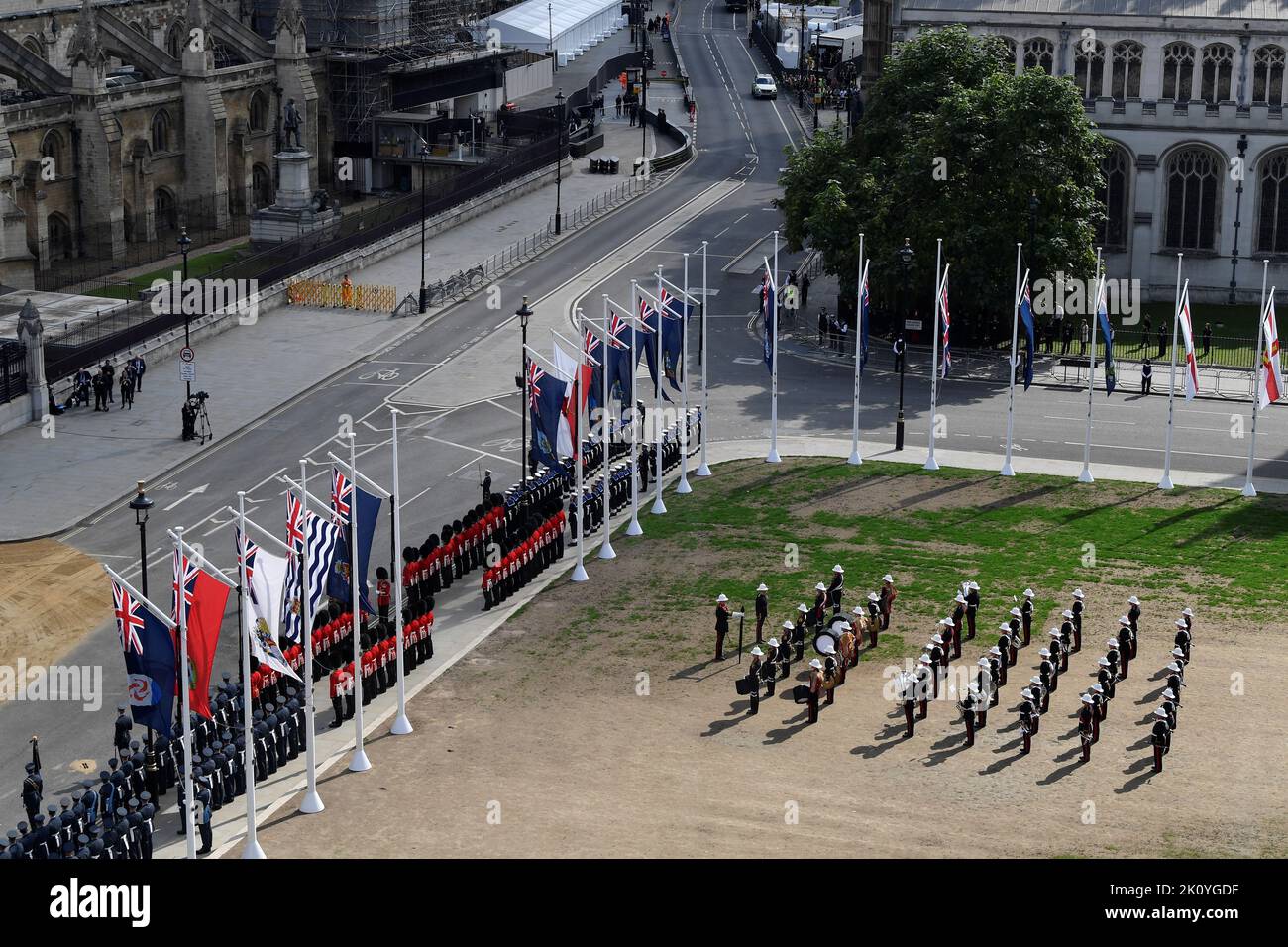 Military band stands at Parliament Square ahead of the ceremonial ...