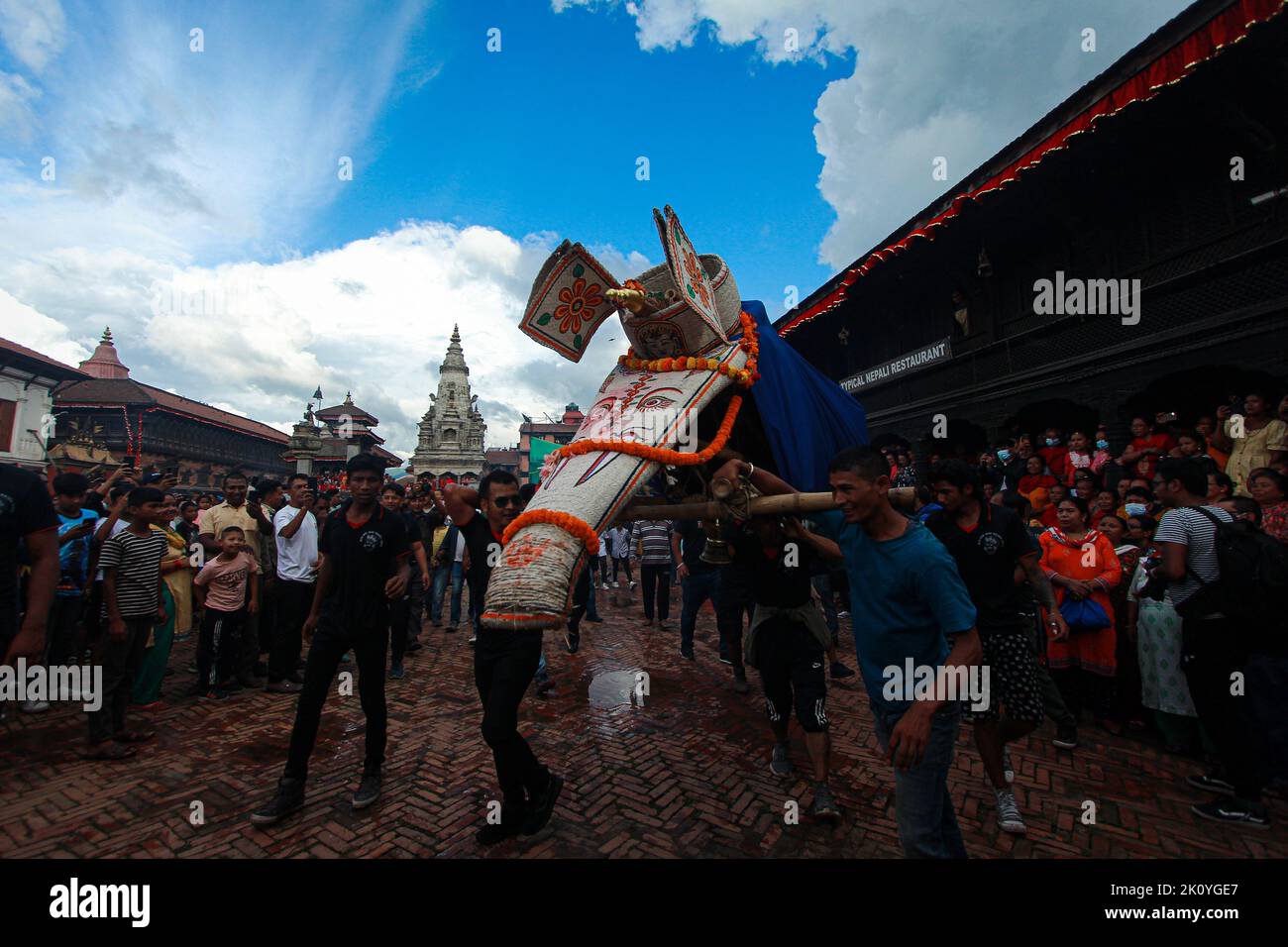 Bhaktapur, Bagmati, Nepal. 14th Sep, 2022. People from Bhaktapur ...