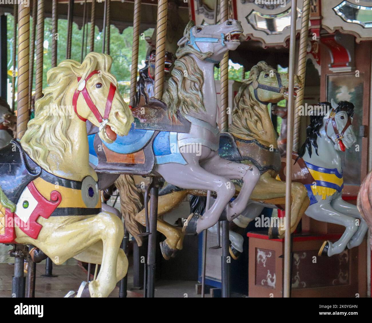 A carousel horses in the park for children during the daytime Stock ...