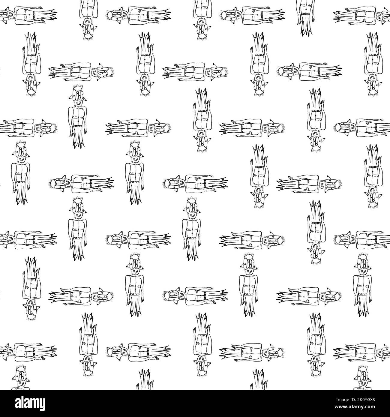 Black and white pencil drawing style sketchy black and white monster ...