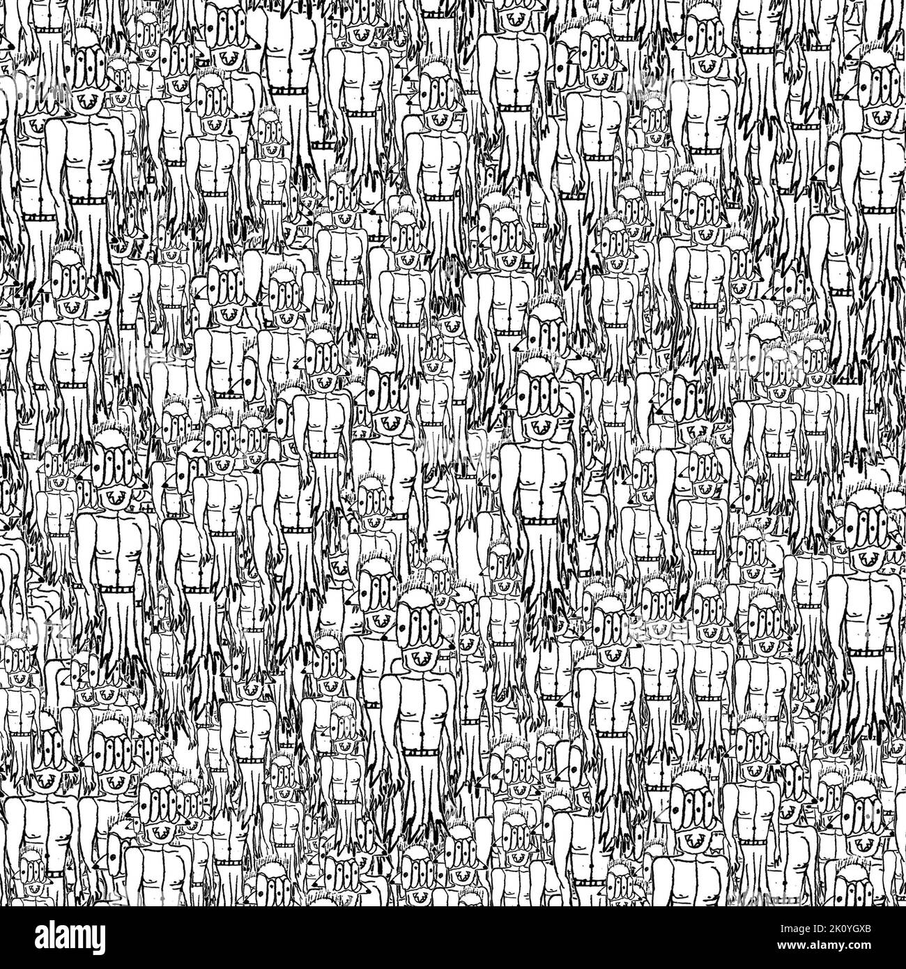 Black and white pencil drawing style sketchy black and white monster ...