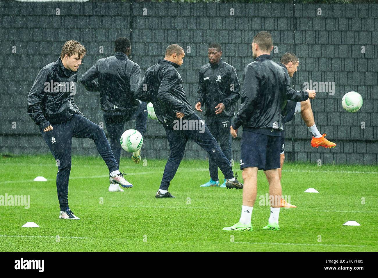 Gent's players pictured during a training session of Belgian soccer ...
