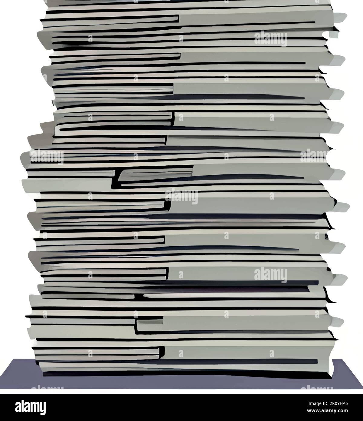 A vertical of a stack of daily newspapers on a white background Stock ...