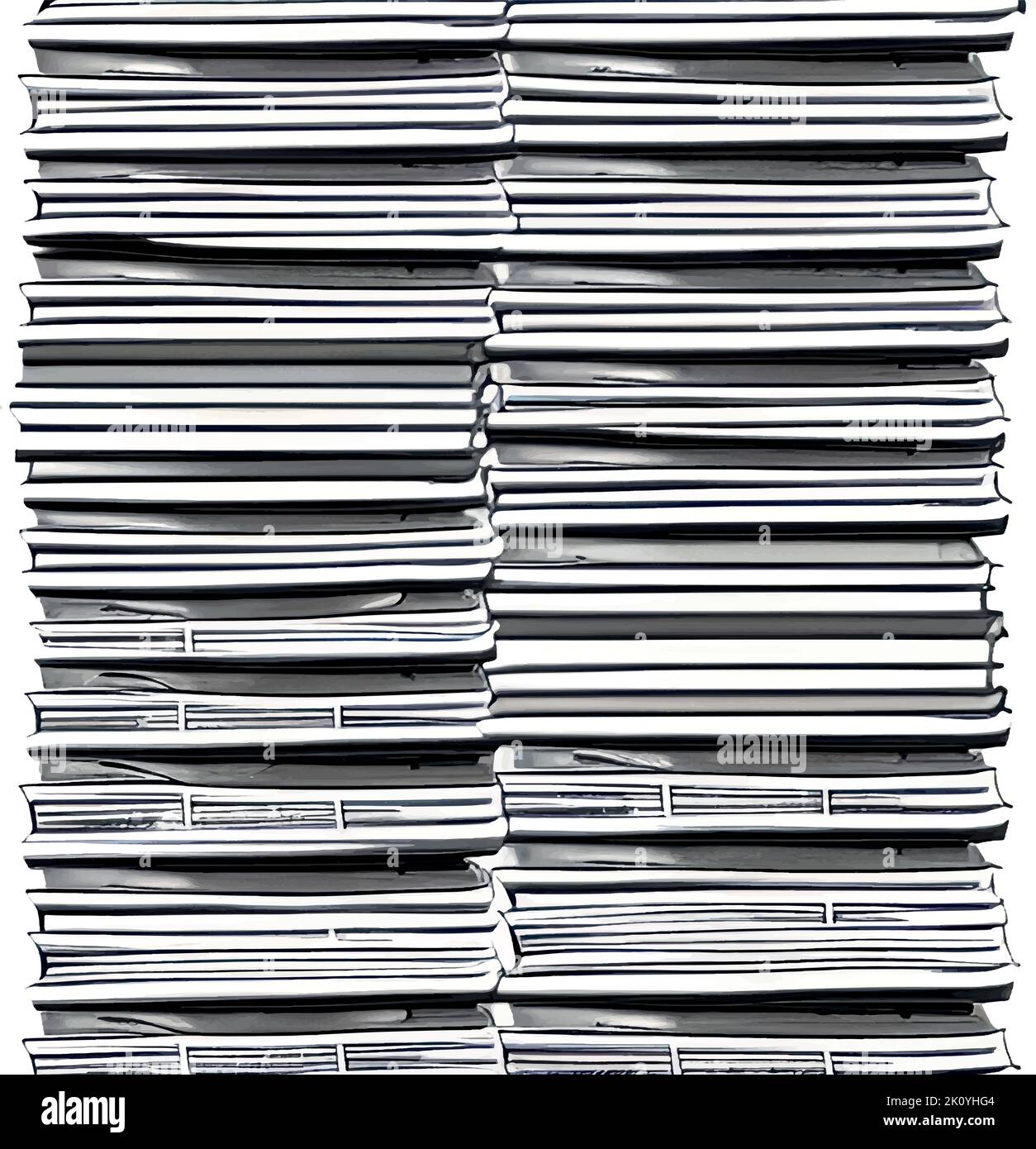 A vertical of a stack of daily newspapers on a white background Stock ...