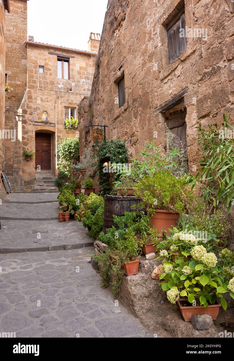 Picturesque building in medieval town in Tuscany. Old stone walls and ...