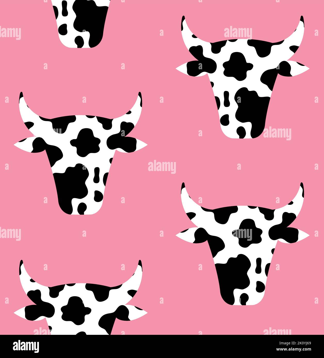 Vector Seamless Pattern Of Cow Head With Cow Print Stock Vector Image And Art Alamy