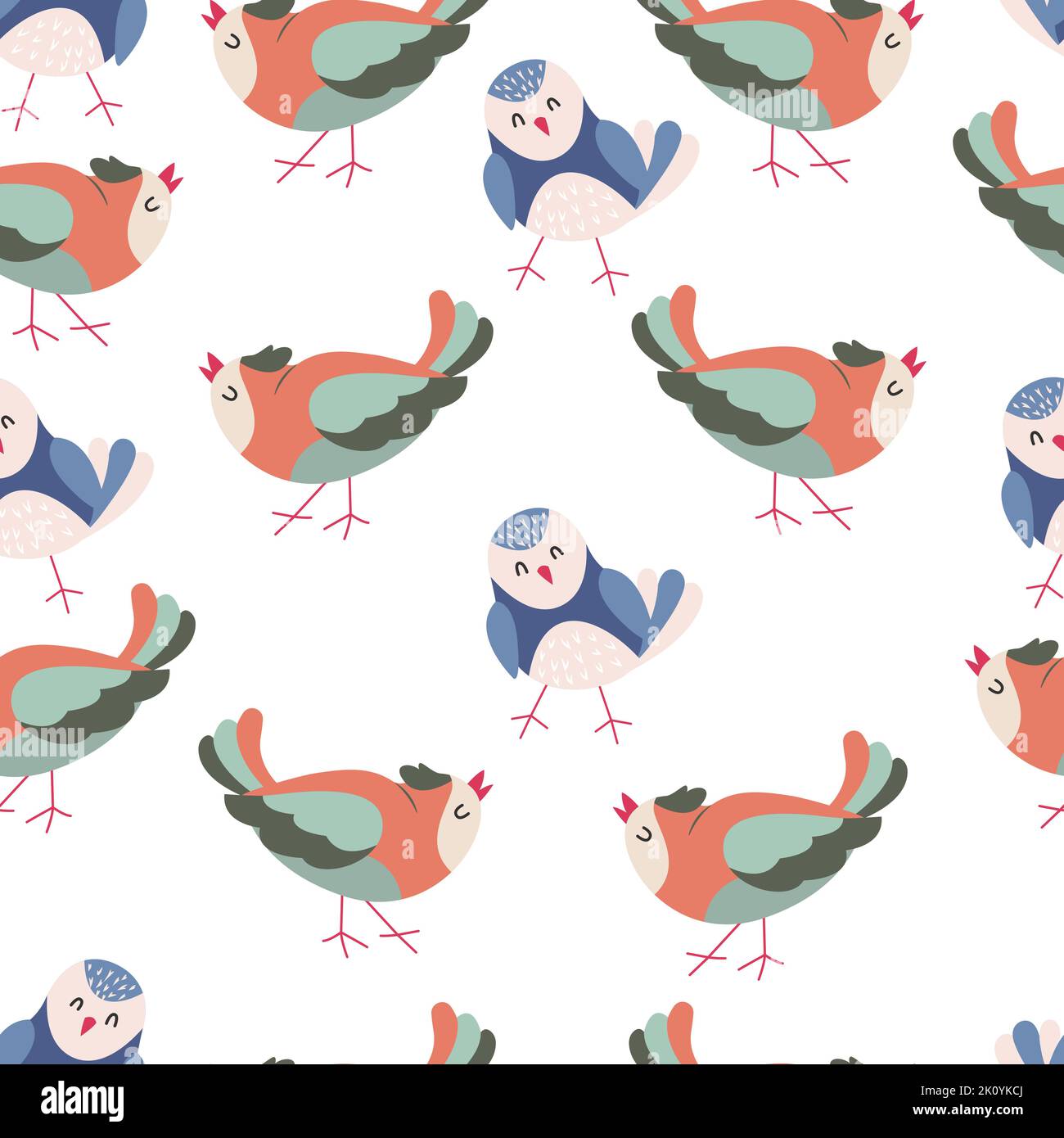Colorful birds seamless pattern. Exotic birds in different print poses ... Colorful birds seamless pattern. Exotic birds in different print poses ...