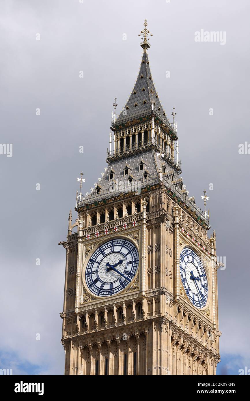 The famous clock faces on the Elizabeth Tower show 222pm , the start ...