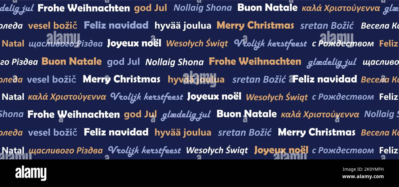 merry christmas greeting card banner in different languages Stock ...