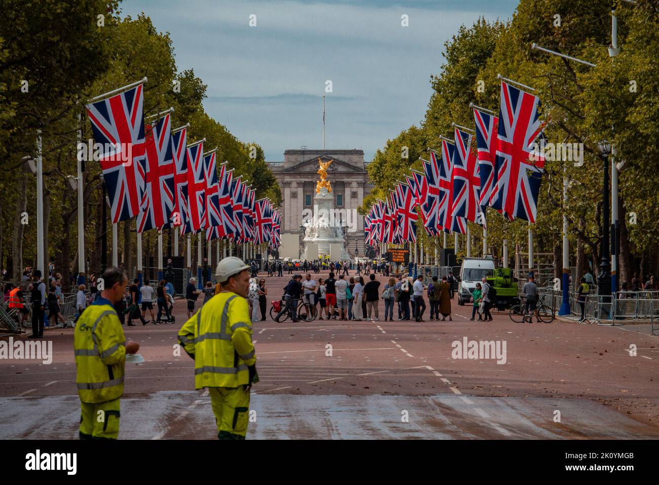 Workers make preparations for ceremonies around the death of Queen ...